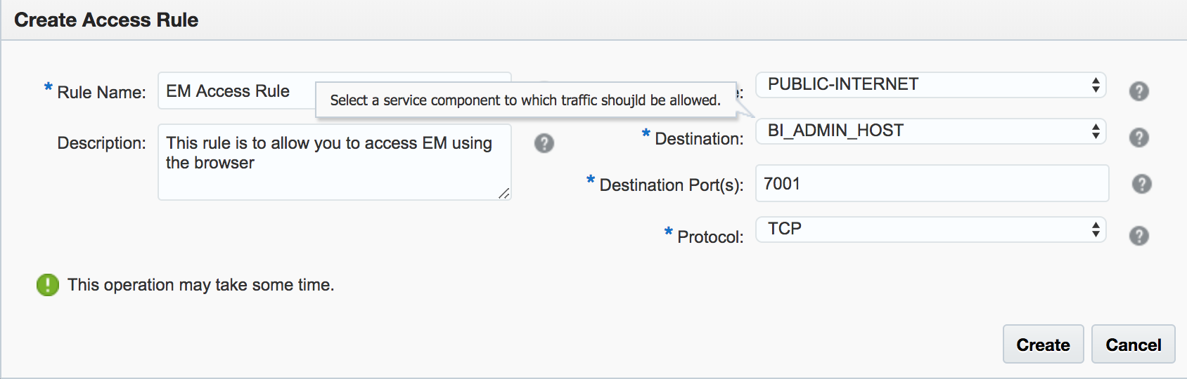 Opening Ports for OAC - EM Browser Access and RPD Admin Tool Access